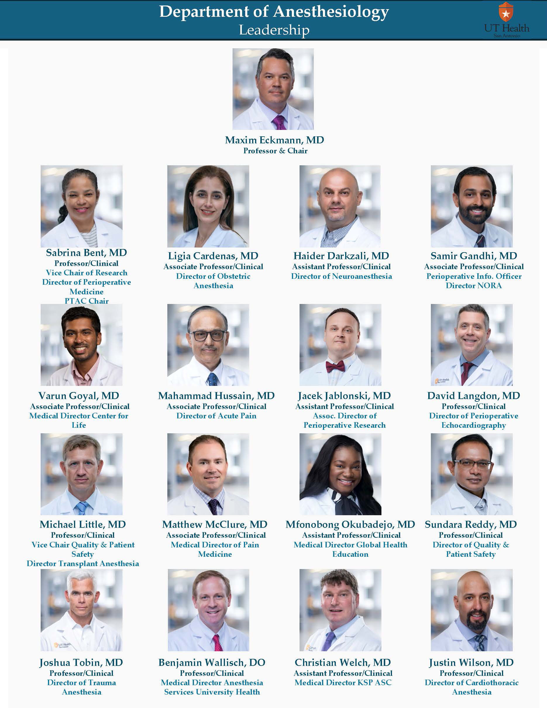 Faculty Leadership - Anesthesiology
