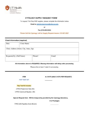 Cytology Supply Request - Department of Pathology and Laboratory Medicine